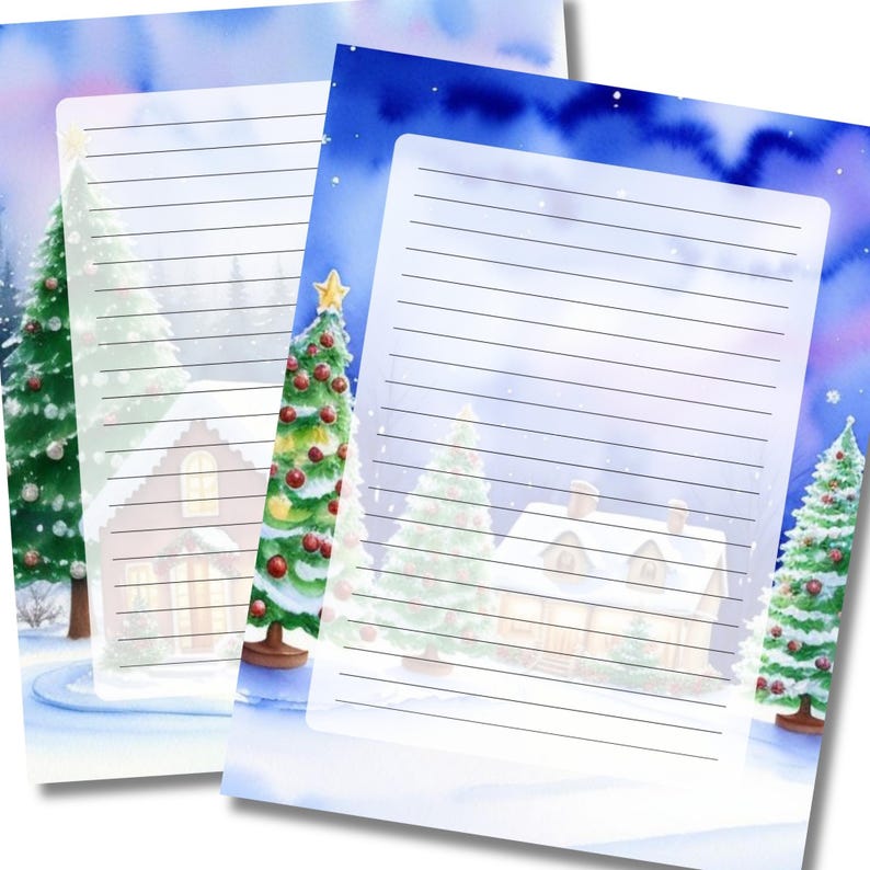 Printable Lined Christmas Writing Paper Stationery, Printable ...