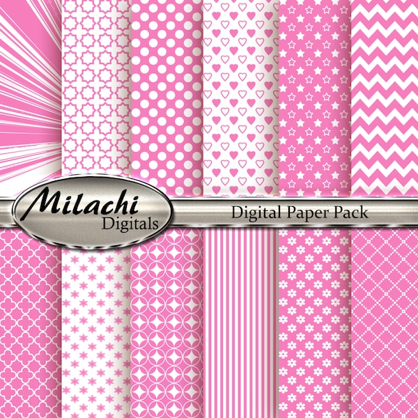 Papel digital rosa - Etsy España