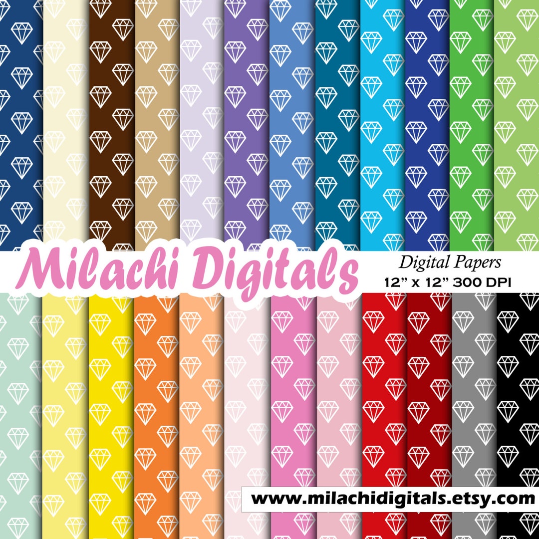 Diamond Digital Paper, Engagement Scrapbook Papers, Bridal Shower ...