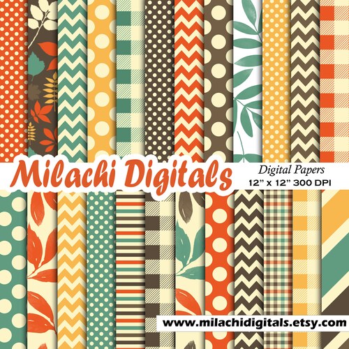Fall Digital Paper Scrapbook Papers Autumn Digital Paper - Etsy