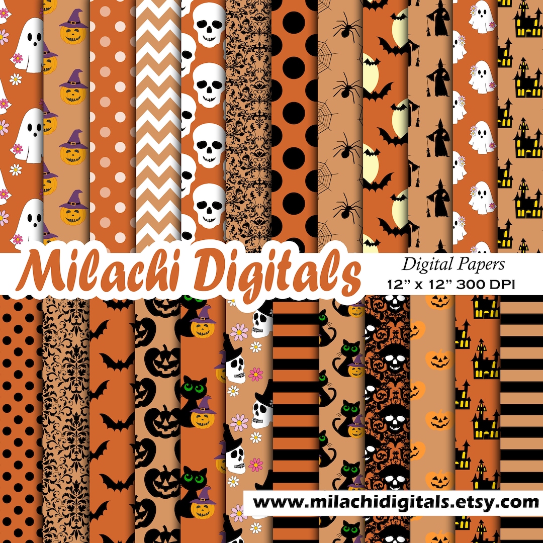 Halloween Digital Paper, Trick or Treat Scrapbook Papers, Seamless ...