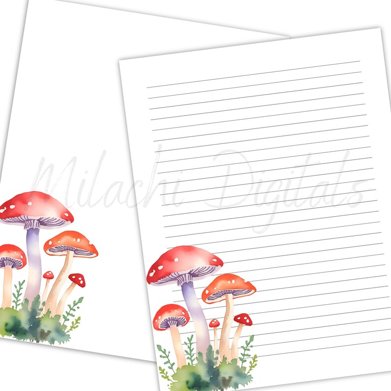 Mushrooms Stationery Printable, Journal, Letter Writing, Office Notepad ...