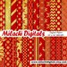 Red and Gold Christmas Digital Paper, Holiday Scrapbook Papers ...