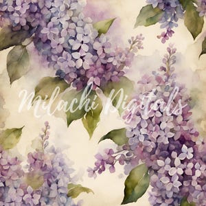 Lilac Flowers Digital Paper, Watercolor Floral Patterns, Junk Journal ...