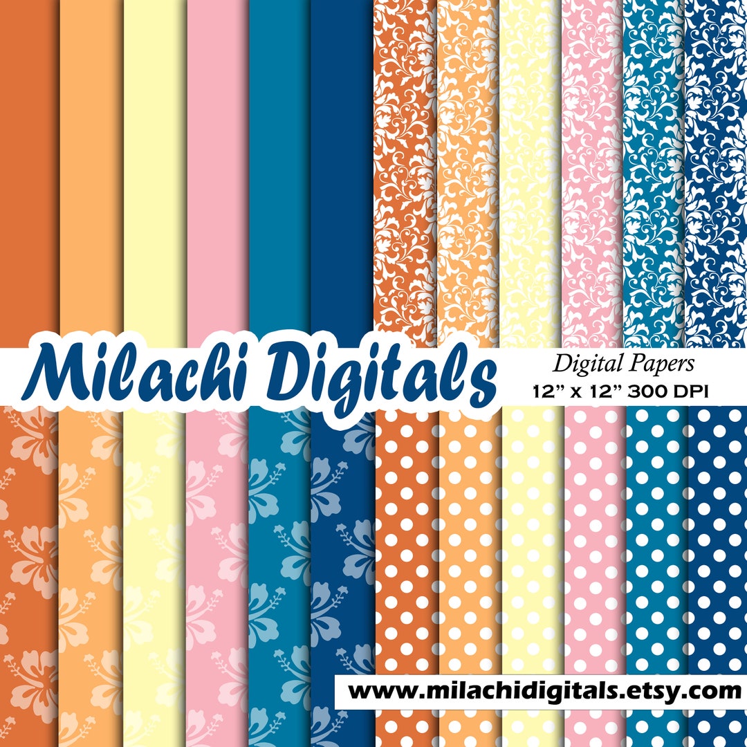 Vintage Sunset Digital Paper, Baby Shower Scrapbook Papers, Birthday ...