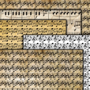 Music Digital Paper, Music Sheet Paper, Scrapbook Paper, Music Notes ...