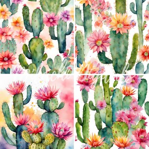 Cactus Digital Paper, Watercolor Cactus Backgrounds, Junk Journal Pages ...