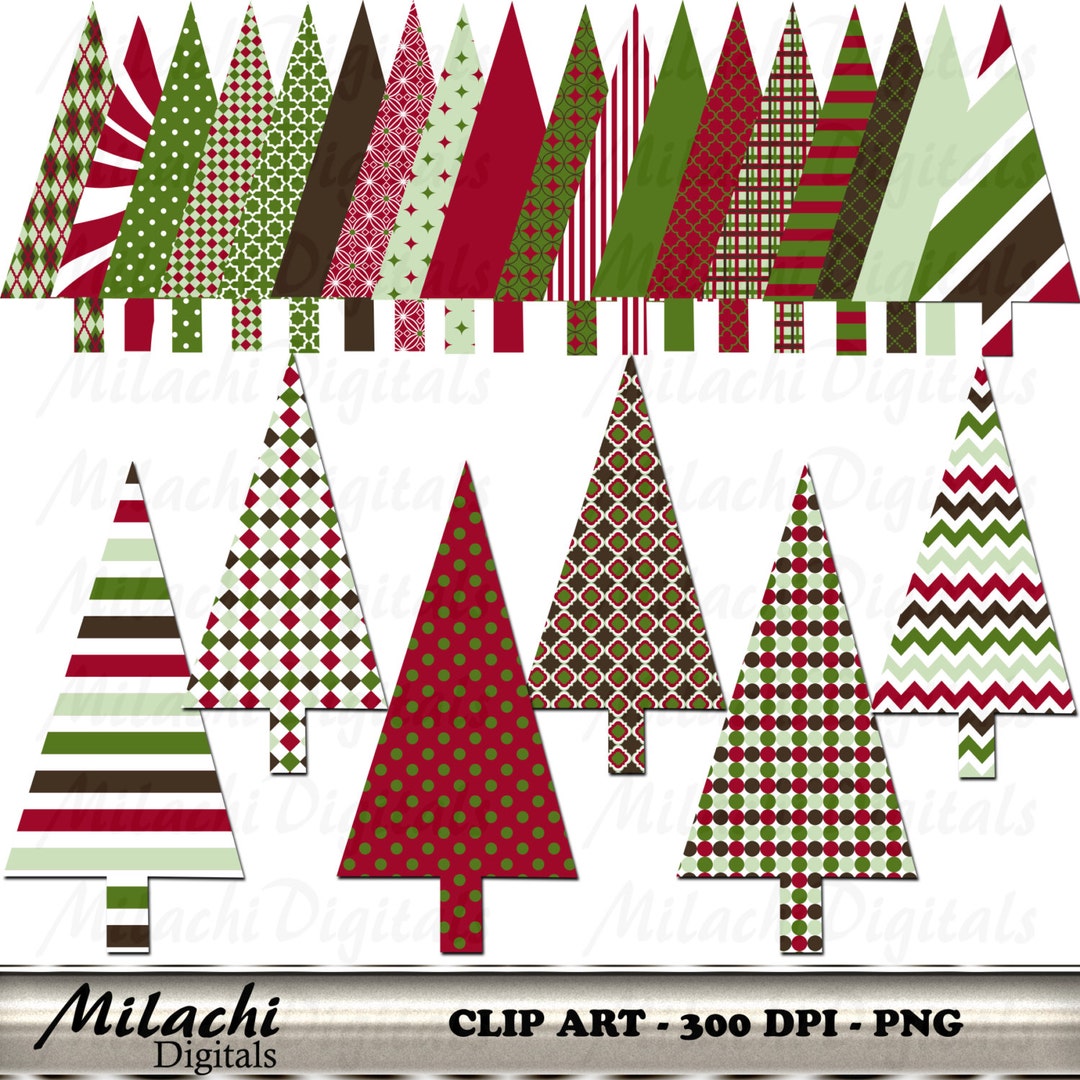Christmas Tree Digital Clip Art, Holiday Tree Clipart, Commercial Use ...