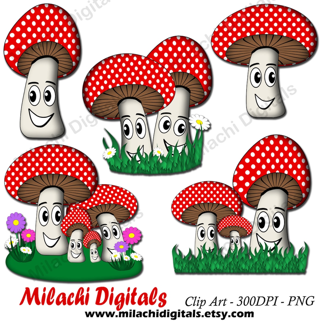 Mushrooms Clipart, Woodland Clipart, Vector Graphics, Forest Clipart ...
