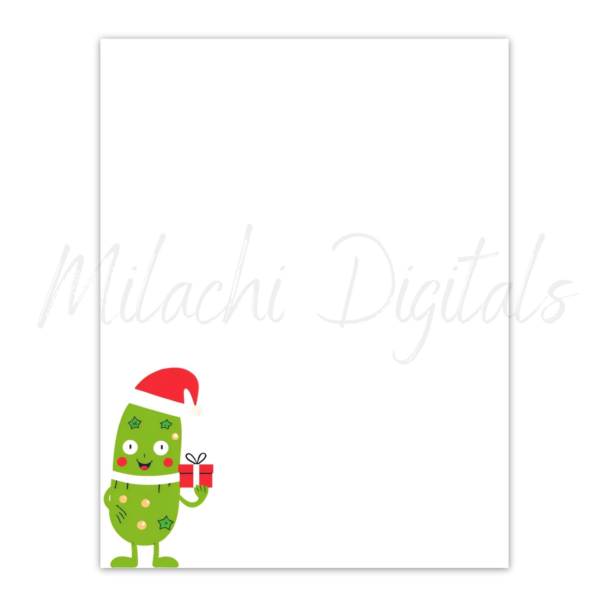Printable Christmas Pickle Stationery, Digital Paper for Journals ...
