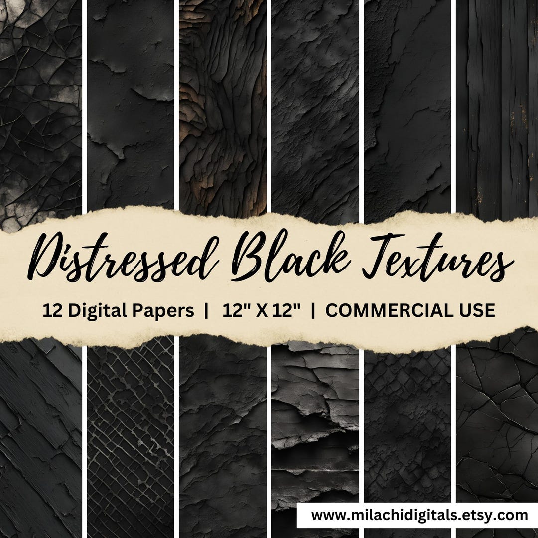 Distressed Black Textures Digital Paper, Distressed Backgrounds, Junk ...