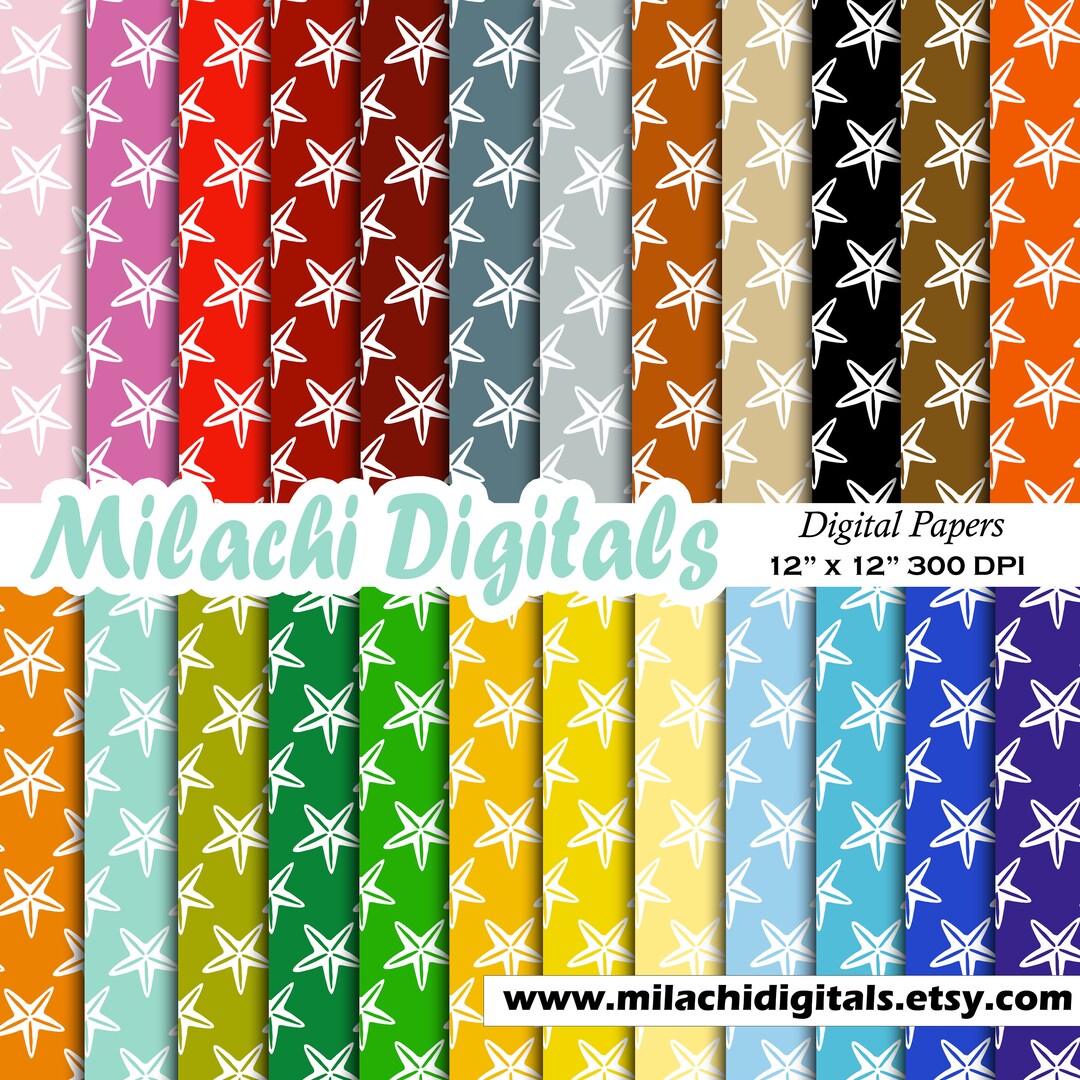 Starfish Digital Paper Printable Beach Digital Scrapbooking Nautical ...