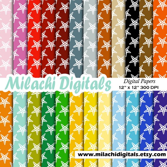 Starfish Digital Paper Printable Beach Digital Scrapbooking | Etsy