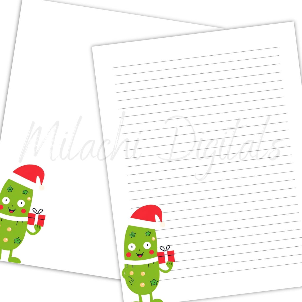 Printable Christmas Pickle Stationery, Digital Paper for Journals ...