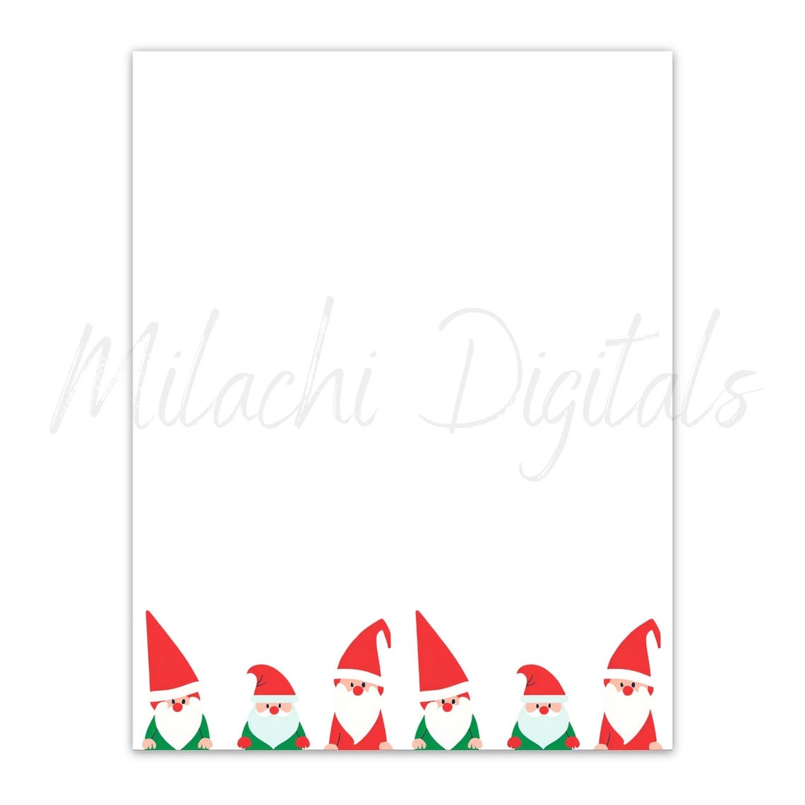 Printable Christmas Gnomes Stationery, Holiday Digital Paper for ...