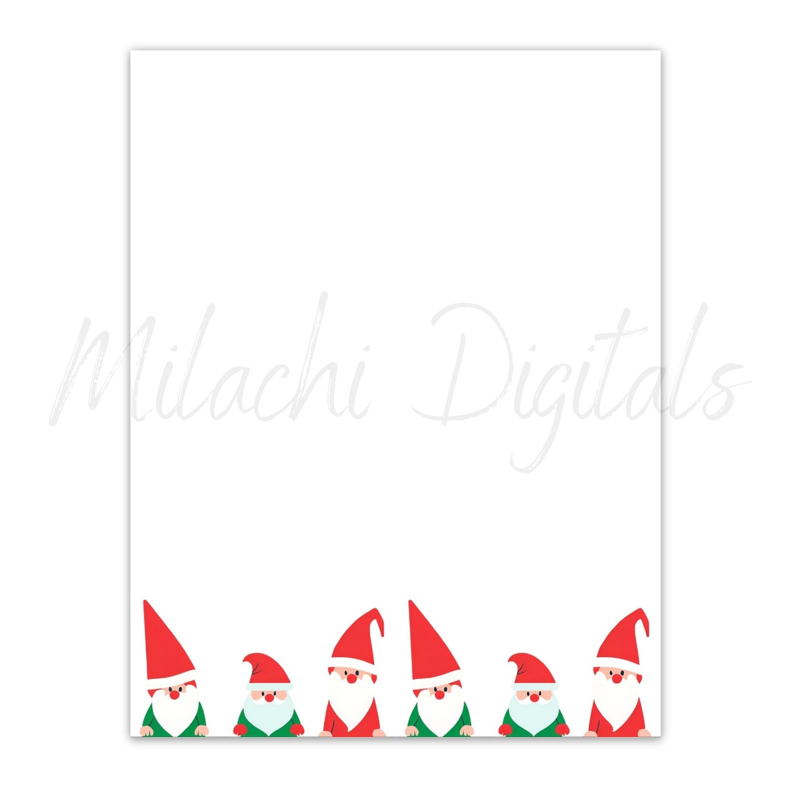 Printable Christmas Gnomes Stationery, Holiday Digital Paper for ...