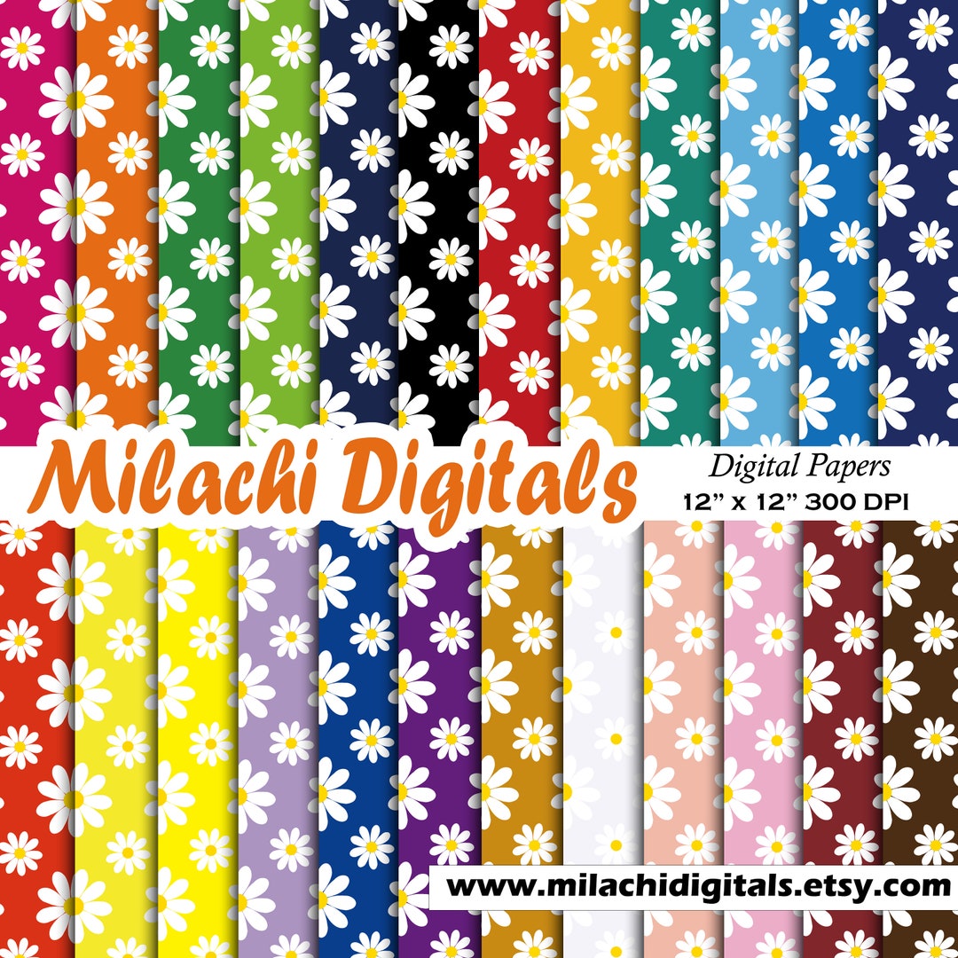Daisy Digital Paper Pack, Birthday Scrapbook Papers, Seamless ...