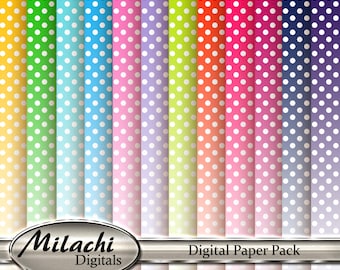 Rainbow Polka Dots Digital Paper Pack Commercial Use | Etsy