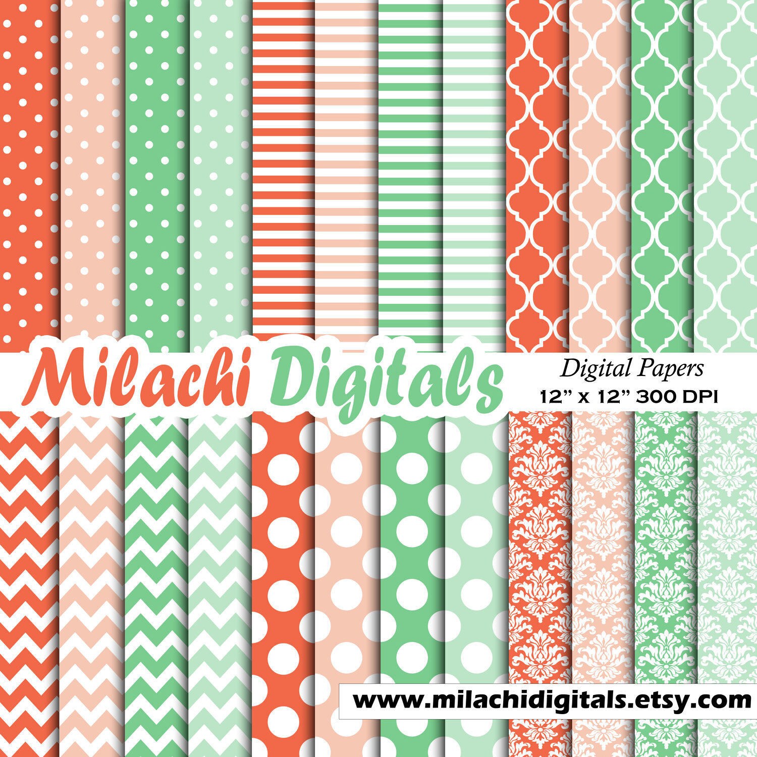 Mint And Peach Chevron Wallpaper