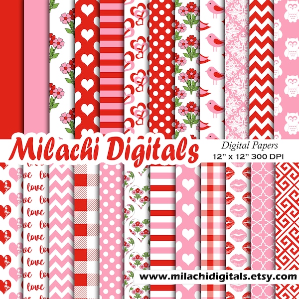 Valentine Digital Paper - Etsy