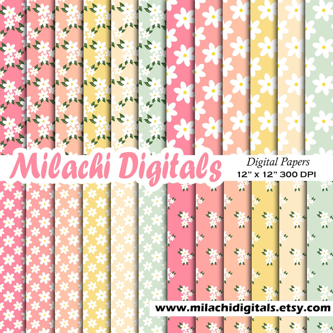 Cherry Blossom Digital Paper, Seamless Backgrounds, Spring Flowers ...