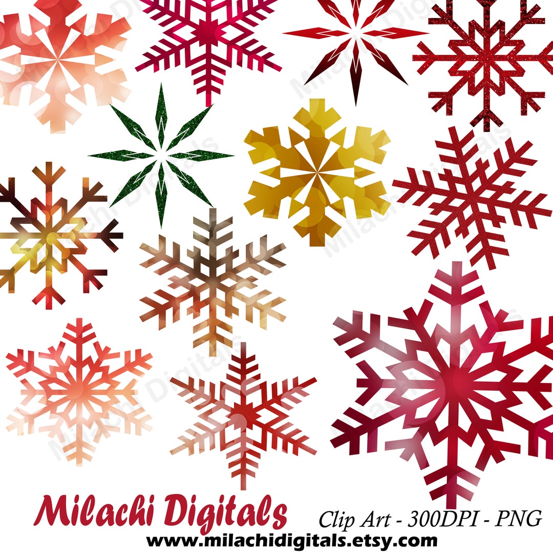 Bokeh Snowflakes Clipart Glitter Snowflakes Digital Clip Art Instant ...