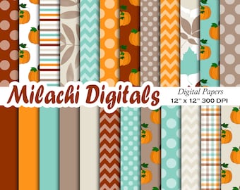 Thanksgiving Digital Paper Autumn Scrapbook Papers Turkey - Etsy