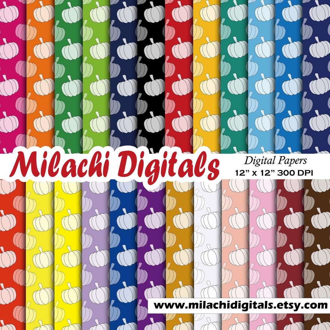 Pumpkin Digital Paper Pack, Thanksgiving Scrapbook Papers, Seamless ...