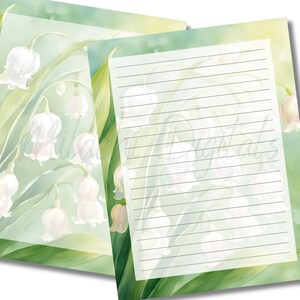 Lily of the Valley Printable Writing Paper Stationery, Digital Paper ...