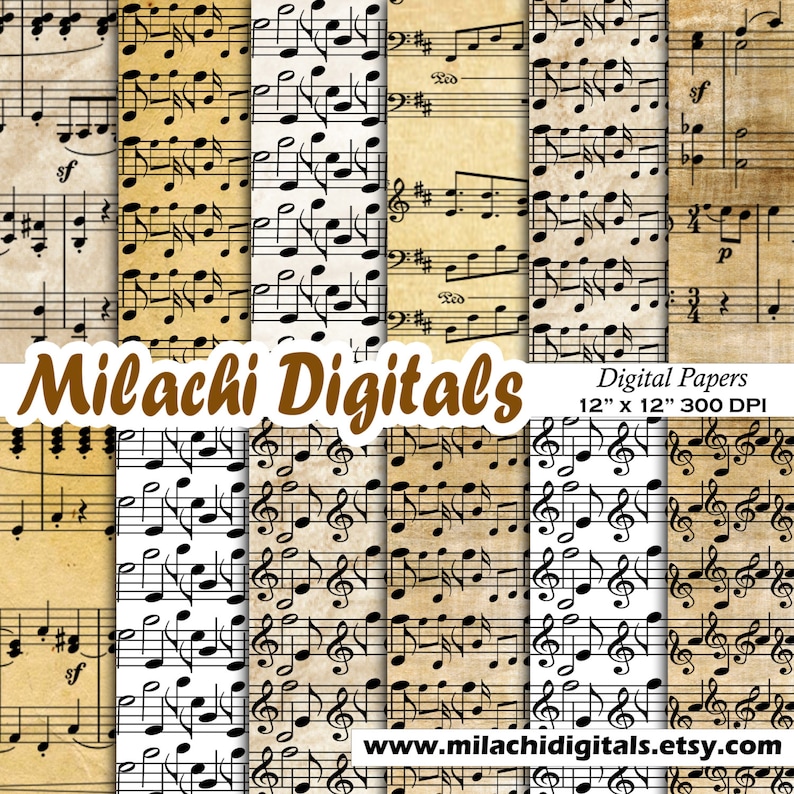 Music Digital Paper Music Sheet Paper Scrapbook Paper Music - Etsy