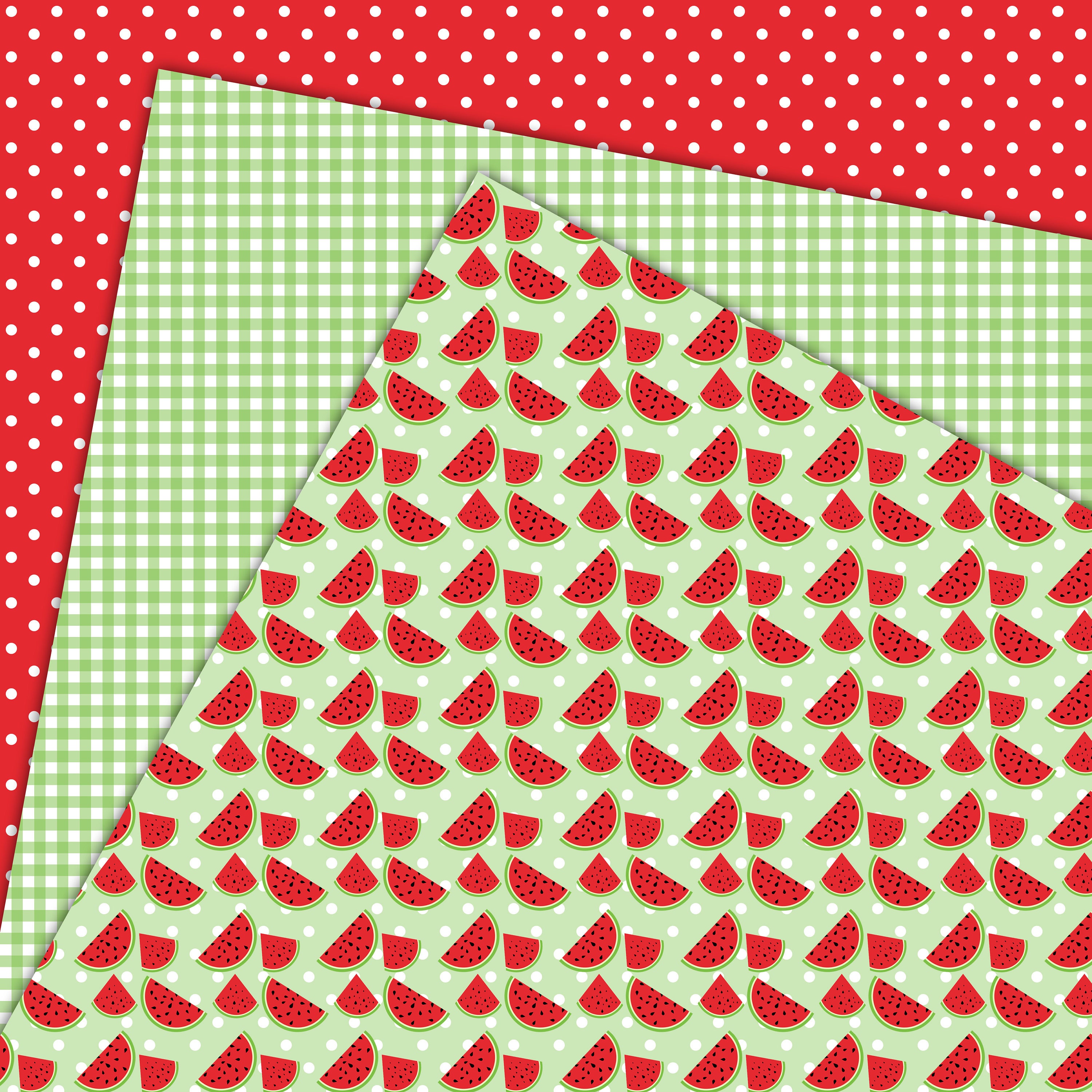 Watermelon Digital Paper, Picnic Scrapbook Papers, Watermelon ...