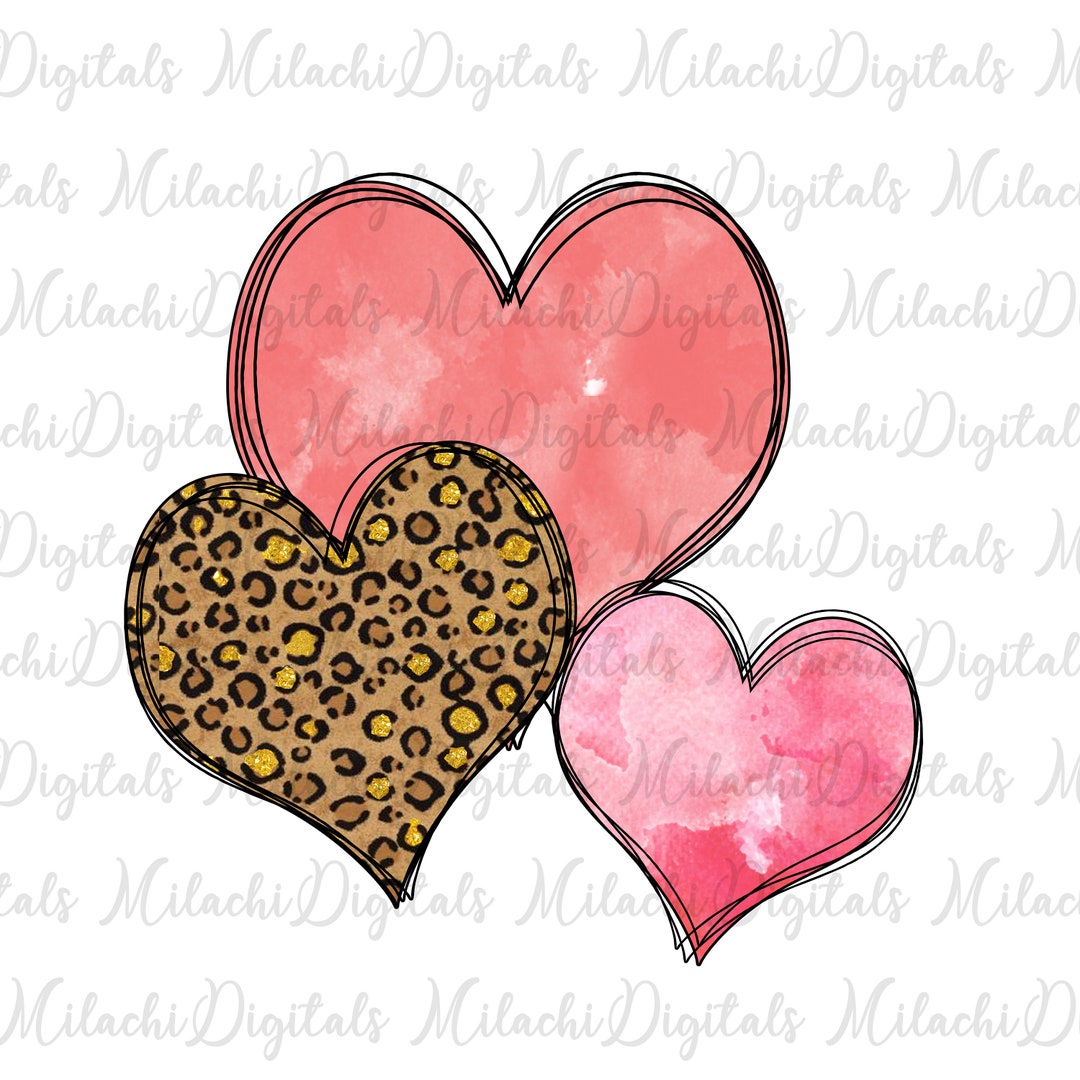 Valentine's Day Triple Heart PNG, Sublimation Download, DTG Printing ...