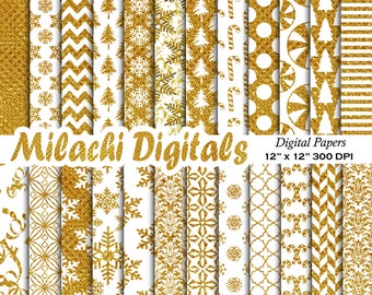 Red and Gold Christmas Digital Paper Holiday Scrapbook | Etsy
