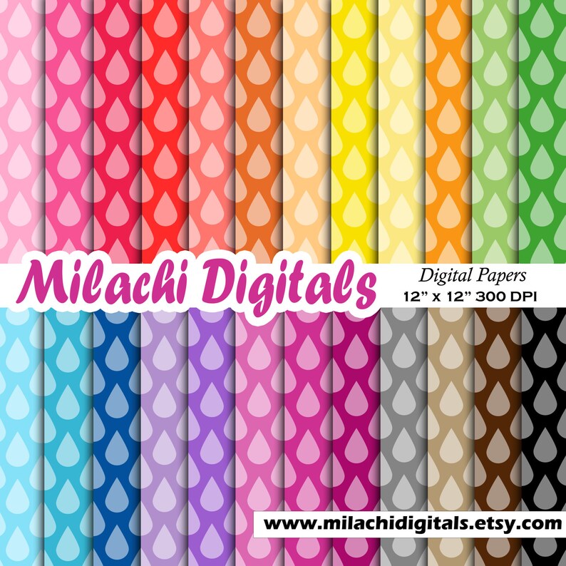 Droplets Digital Paper, Rainy Day Scrapbook Papers, Raindrops Wallpaper ...