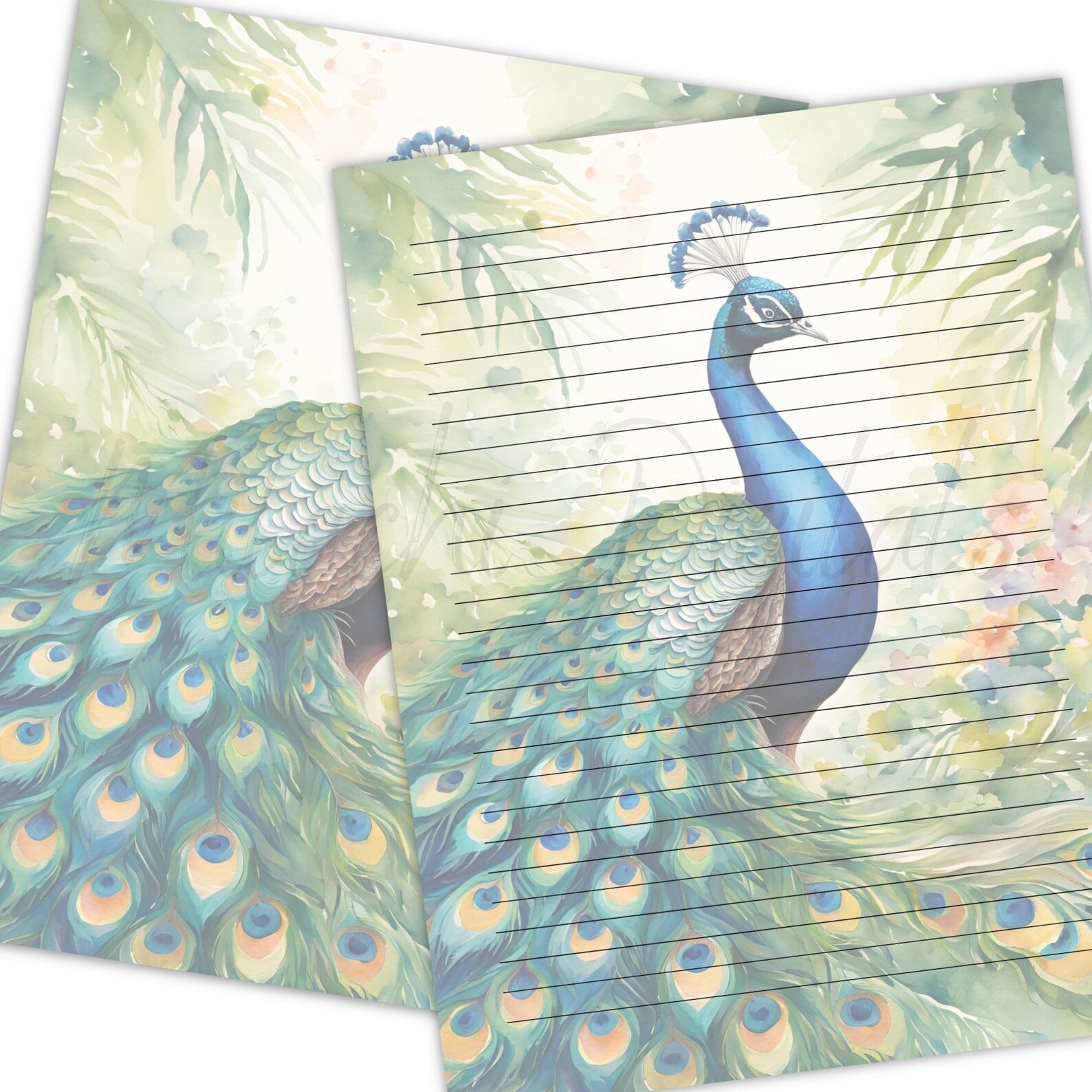 Peacock Stationery Printable, Journal Paper, Letter Writing Paper ...