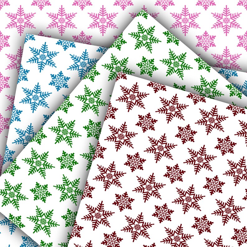 Snowflake Digital Paper Frozen Scrapbook Papers Winter - Etsy