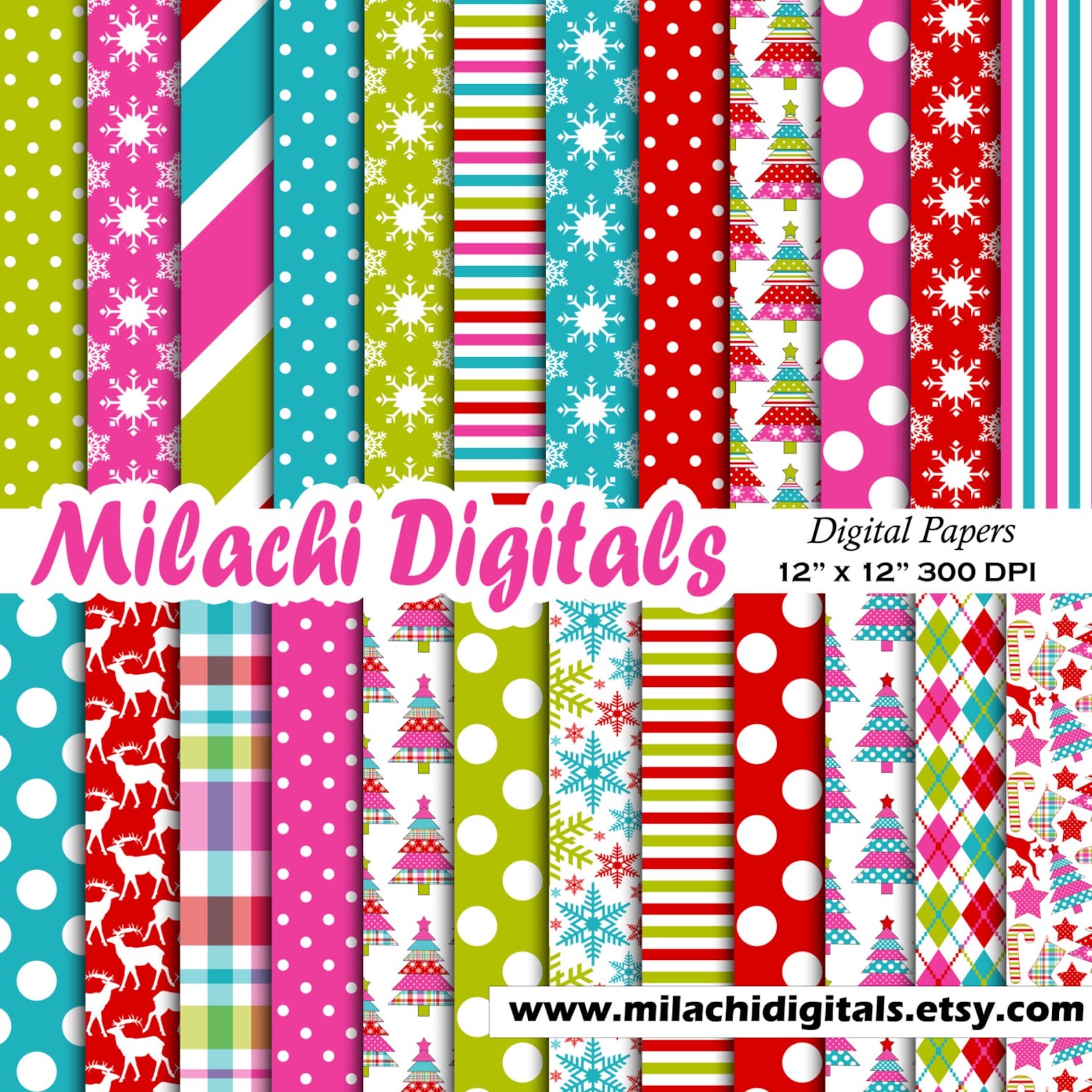 Christmas Digital Paper Holiday Scrapbook Papers Snowflake - Etsy