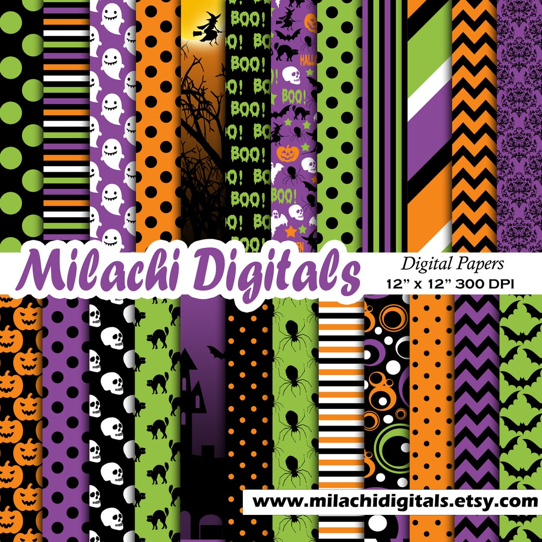 Halloween Digital Paper, Trick or Treat Scrapbook Papers, Boo Wallpaper ...