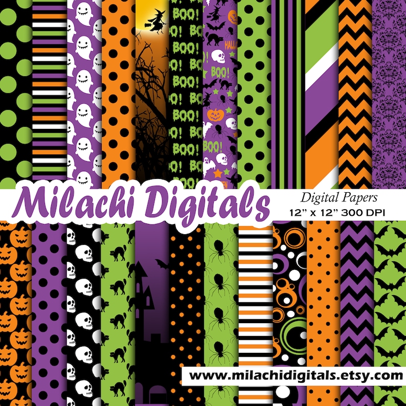 Halloween Digital Paper, Trick or Treat Scrapbook Papers, Boo Wallpaper ...