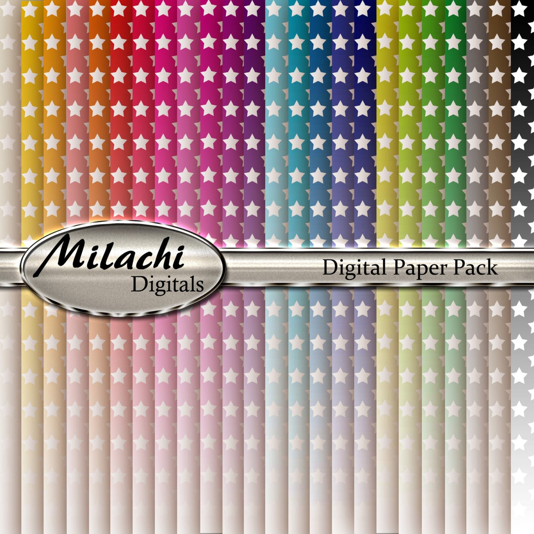 Rainbow Ombre Stars Digital Paper Pack - Commercial Use - Instant ...
