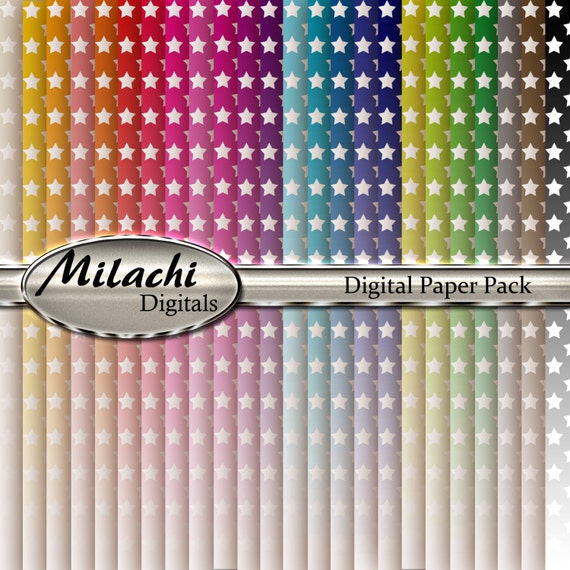 Rainbow Ombre Stars Digital Paper Pack Commercial Use | Etsy