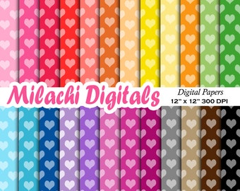 Hearts Digital Paper Scrapbook Papers Wallpaper Background - Etsy