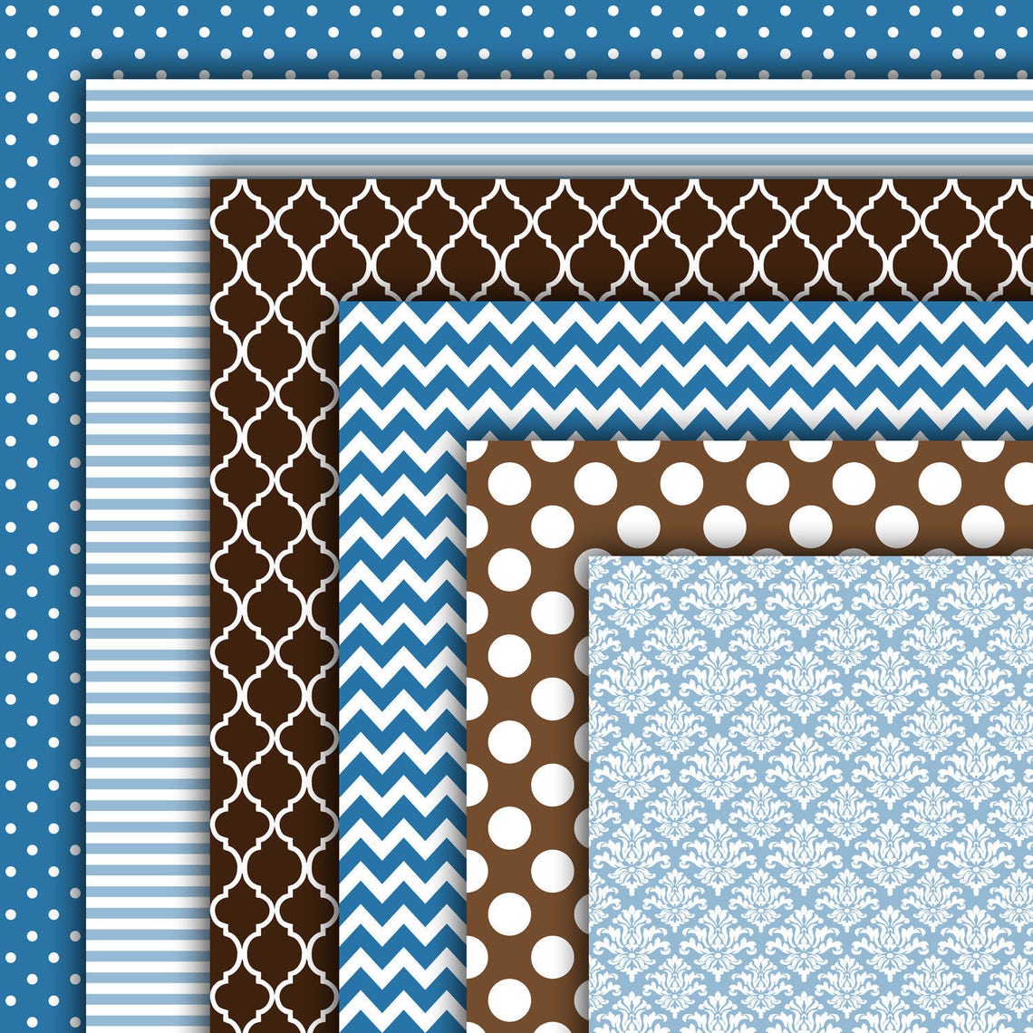 Brown and Blue Digital Paper, Scrapbook Papers, Background, Polka Dots ...