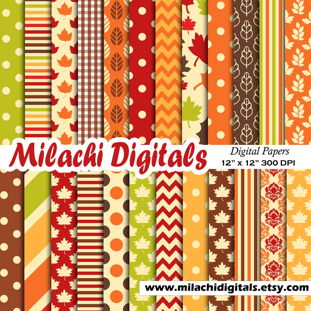 Fall Digital Paper, Thanksgiving Scrapbook Papers, Leaf Wallpaper ...