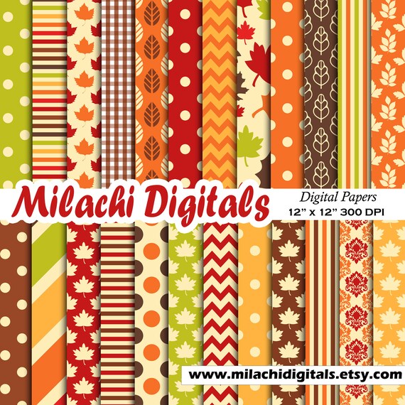 Paper, Party & Kids 1 Fall digital paper autumn background Thanksgiving ...