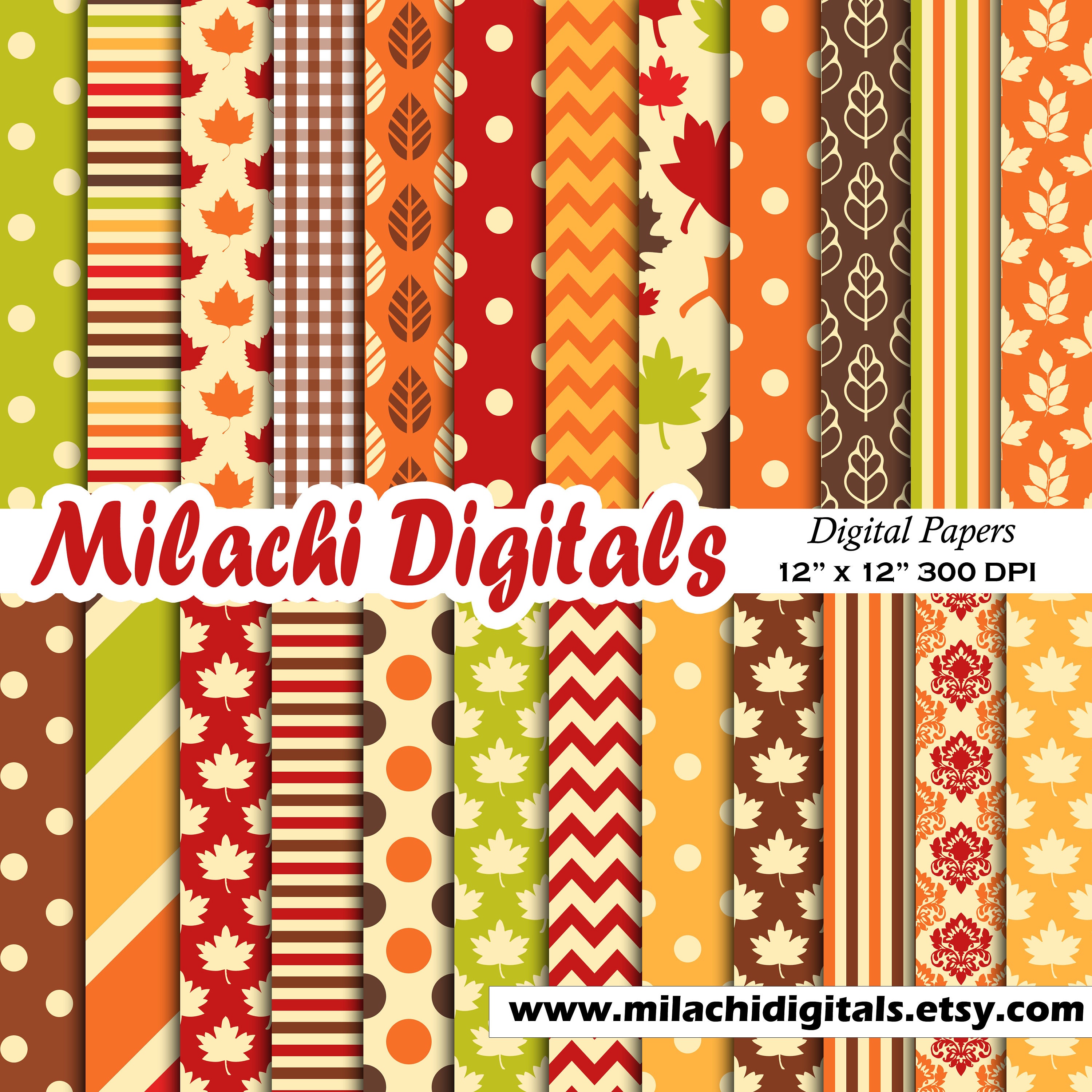 Fall Digital Paper, Thanksgiving Scrapbook Papers, Leaf Wallpaper ...