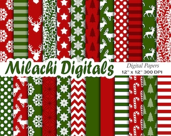Christmas Digital Paper Holiday Scrapbook Papers Snowflake - Etsy