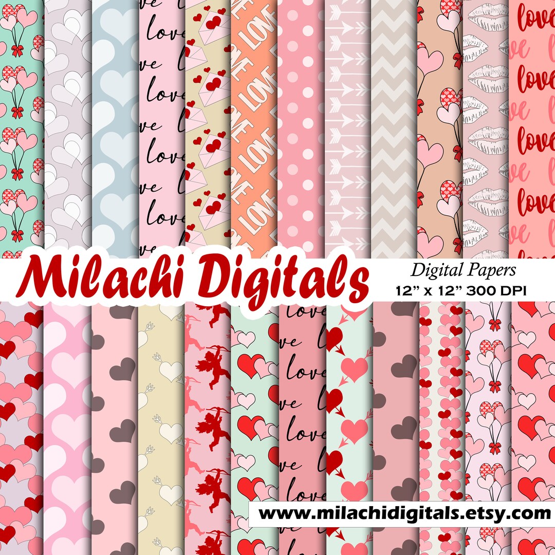 Valentine's Day Digital Paper Seamless Patterns, Valentine's Day ...