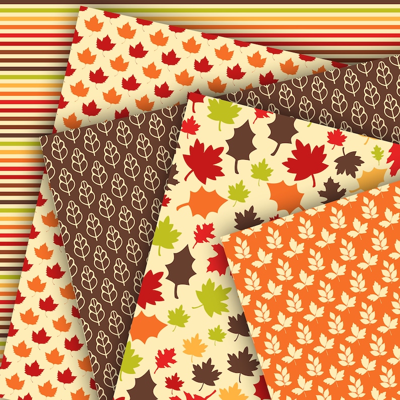 Fall Digital Paper Thanksgiving Scrapbook Papers Leaf - Etsy