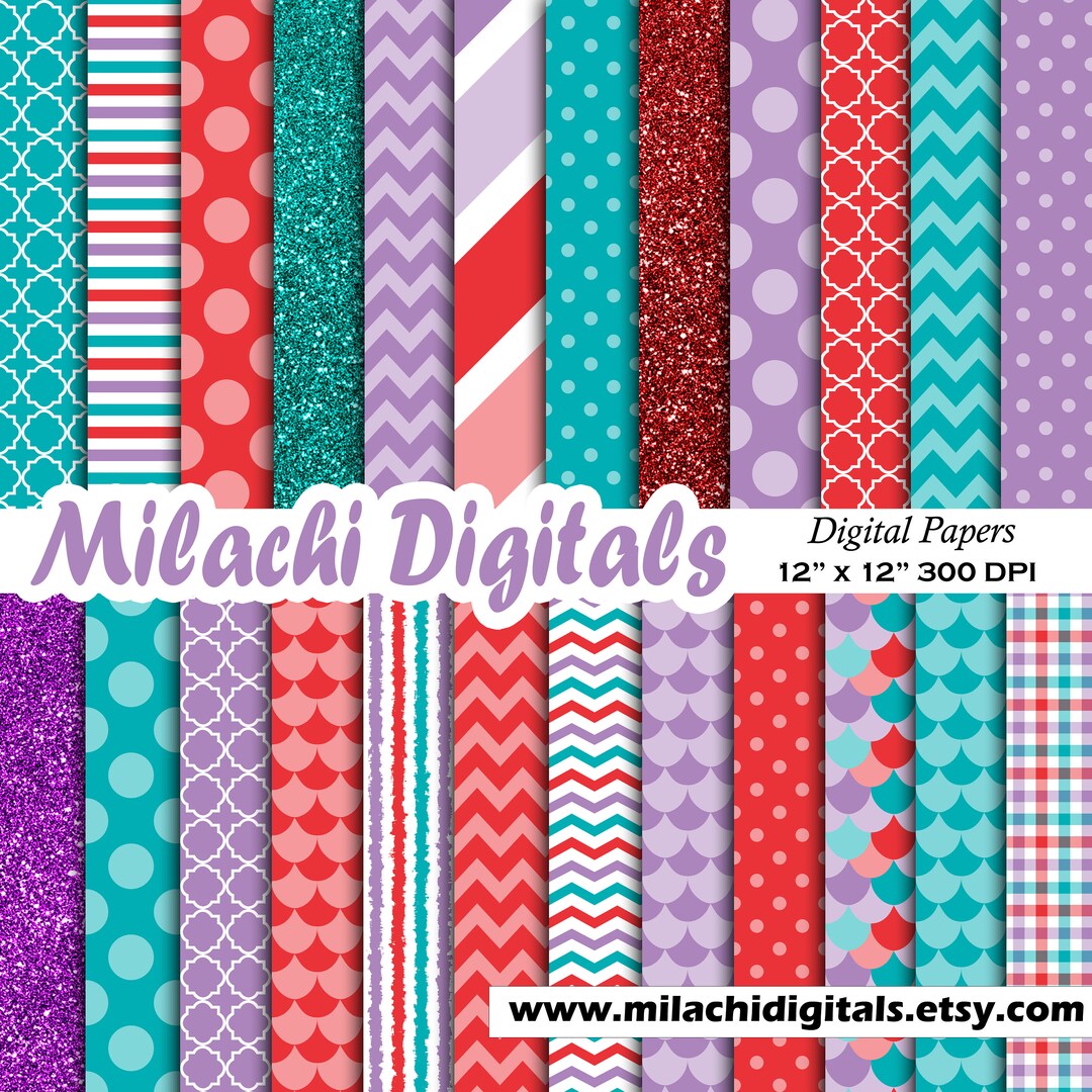 Mermaid Digital Paper, Princess Scrapbook Papers, Scales Wallpaper ...